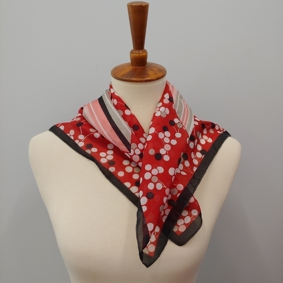 Vintage | Accessories | Vintage Italian Square Scarf Red Black | Poshmark